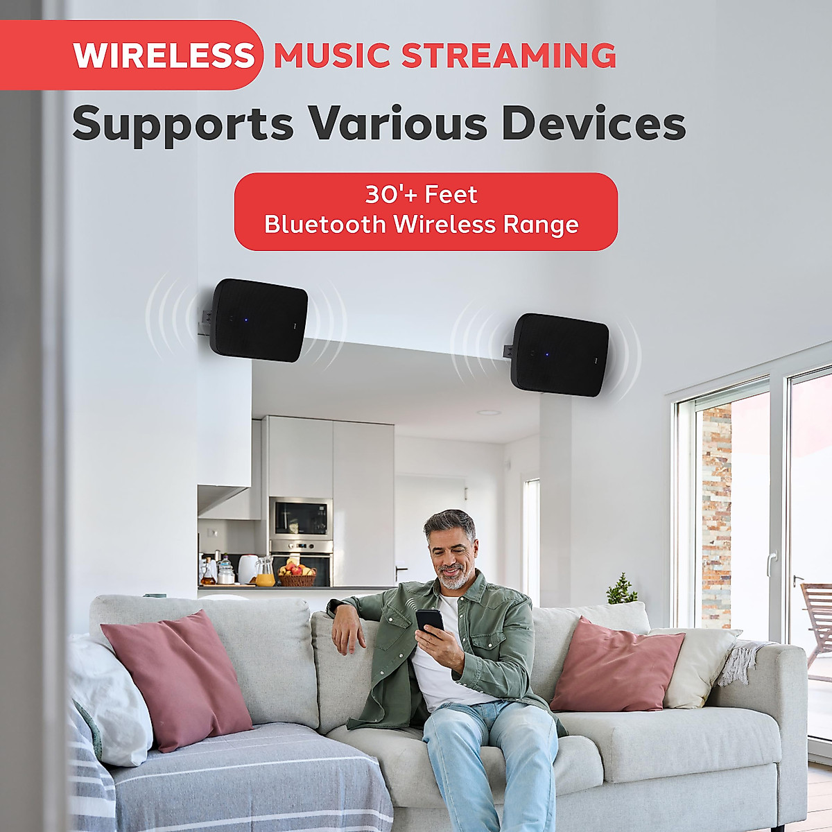 Pyle Outdoor Waterproof Wireless Bluetooth Speaker - 6.5 Inch Pair 2-Way Weatherproof Wall/Ceiling Mounted Dual Speakers w/Heavy Duty Grill, Universal Mount, Patio, Indoor Use PDWR64BTB (Black)