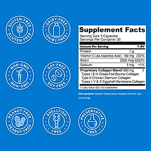 Live Conscious Beyond Collagen Multi Collagen Capsules - Types I, II, III, V & X | Hydrolyzed Blend with Biotin & Vitamin C for Hair, Skin, Nails 90 Capsules (2-Pack)