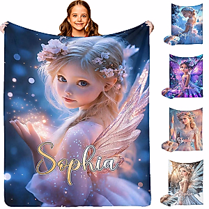 Artsadd Personalized Blanket for Girls, Custom Princess Blankets with Name for Baby Girl Customized Name Blankets for Daughter Custom Baby Blanket for Infant Toddler