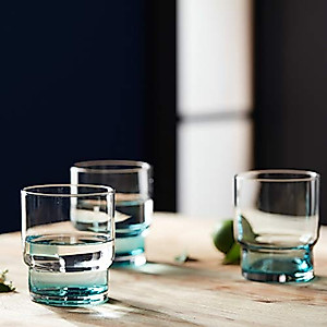 Prologue Libbey Haze Handblown Glasses, Set of 6, 12 oz, Rocks (Blue, 12 oz)