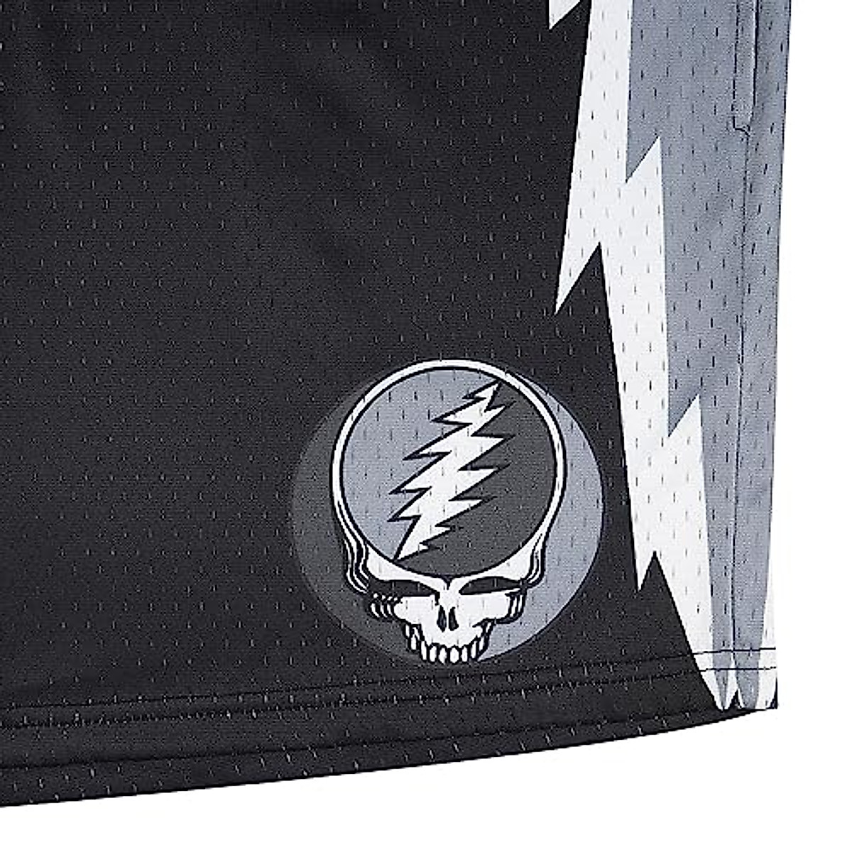 SEC.119 Grateful Dead Steal Your Face Mesh Shorts | Black & White Officially Licensed Apparel | Large