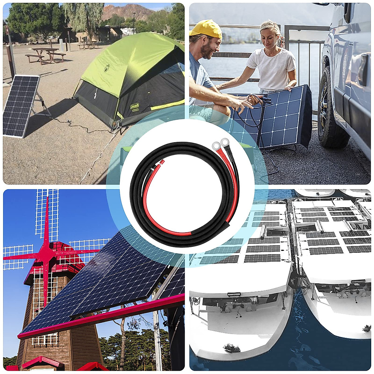 Geosiry 10 Gauge Battery Cable, 10 Gauge Wire Connect Battery and Charge Controller for Solar Panel Automotive RV Motorcycle Marine (10AWG 8FT)