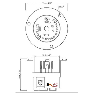 AC WORKS [ASINL1430P 30-Amp 125/250-Volt NEMA L14-30P Flanged Power Input Inlet