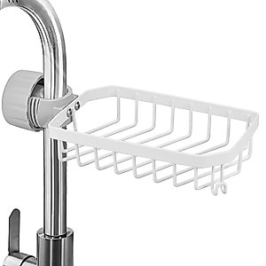 Quimoy Sponge Holder for Kitchen Sink, Kitchen Faucet Sponge Holder, Stainless Steel Faucet Rack -A Perfect Storage Accessory for Kitchen, Bathroom, Sponge, Scrubbers, Soap(Silver)