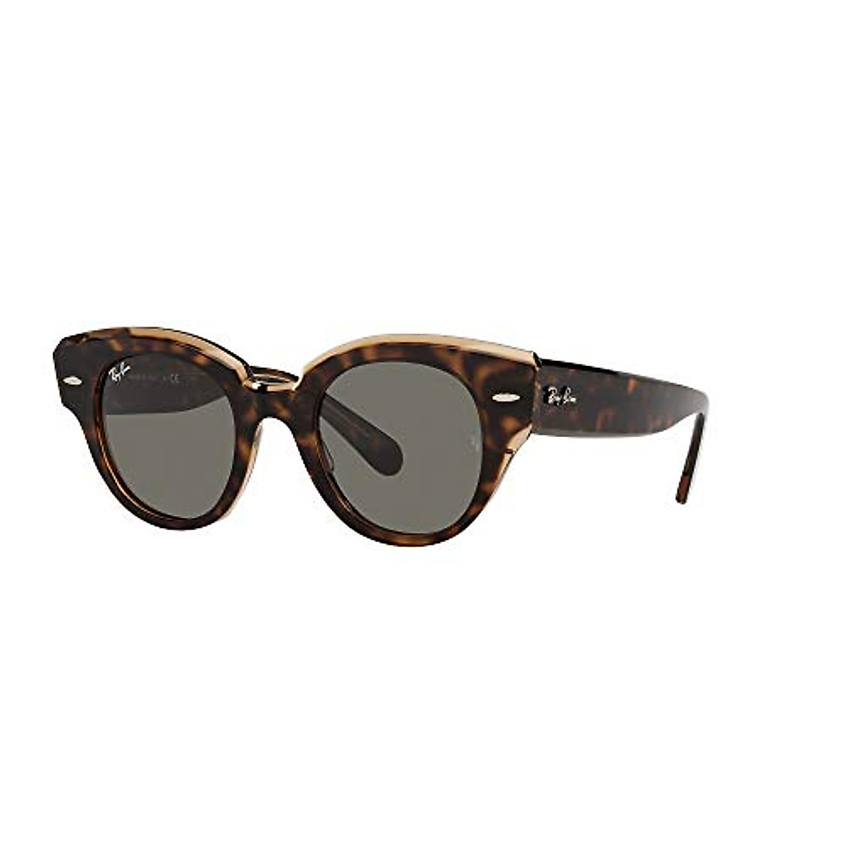 Ray-Ban Women's RB2192 Roundabout Round Sunglasses, Havana On Transparent Brown/Dark Grey, 47 mm