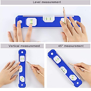 Magnetic Torpedo Level, Spirit Level 3 Bubble Plumb/Level / 45 Degree Level Degree Torpedo Magnetic Level Bubble Measuring Tool (9inch, Blue)