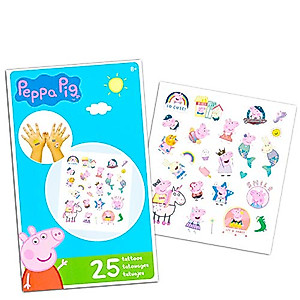 Screen Legends Peppa Pig Backpack and Lunch Box Set - Bundle with 15" Peppa Pig Backpack, Lunch Bag, Tattoos, and More | Peppa Pig Backpack for Girls