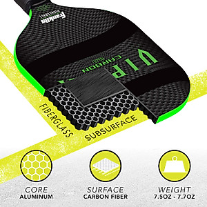 Franklin Sports Pickleball Paddle - Viper Carbon Fiber Core Pickleball Paddle - USA Pickleball (USAPA) Approved Paddle - 13mm Carbon Fiber Core,Green