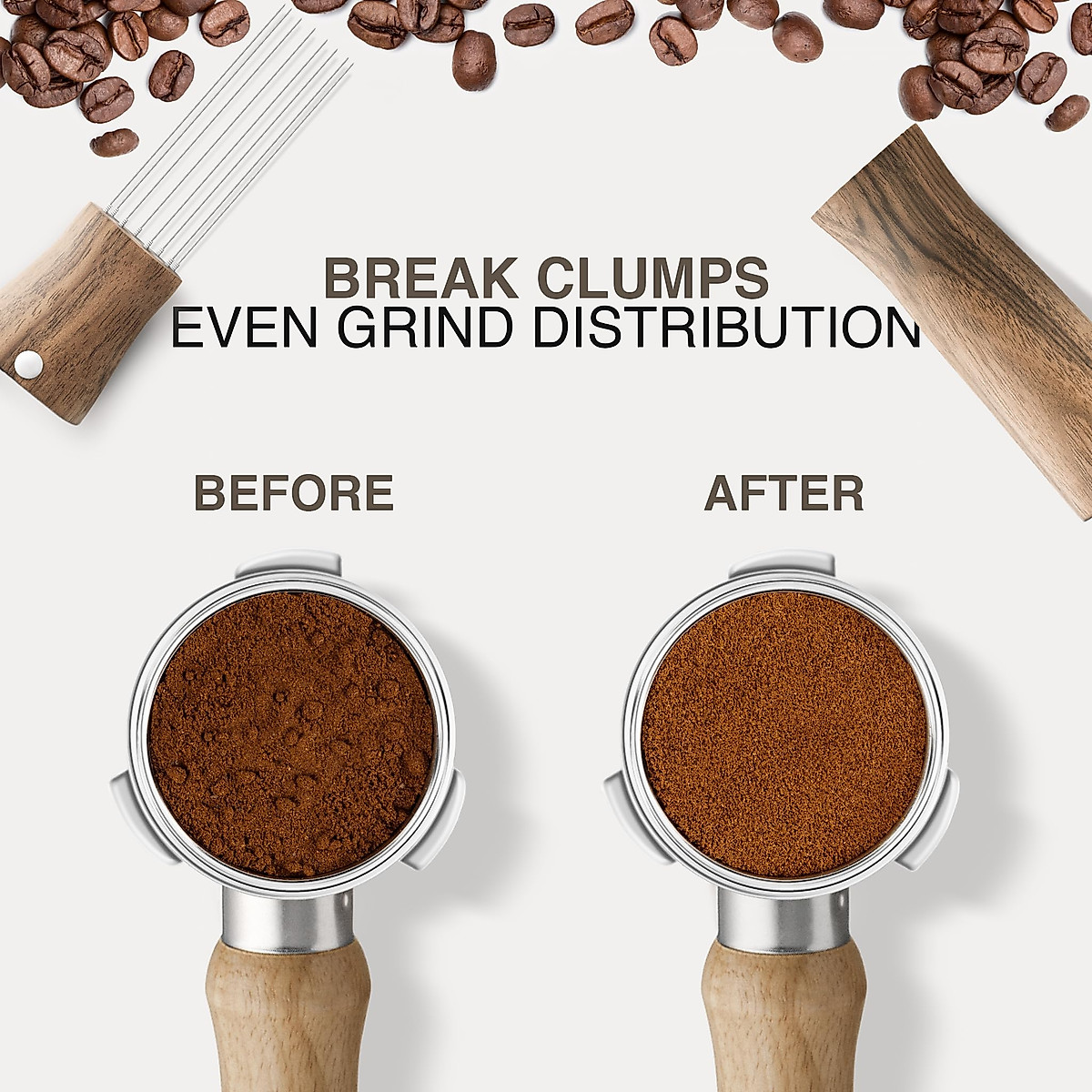 WDT Tool Espresso Stirrers - Coffee Distributor Barista Tools - Espresso Needle Distribution Tool for Coffee Accessories Kit - Walnut Wood Gifts for Coffee Lovers (Large)