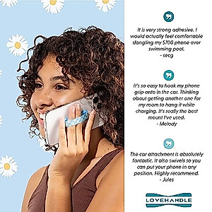 LOVEHANDLE Cell Phone Holder and Grip 360 Mount and Grip - Car Mount for Smartphones and Mini Tablets with 360 Rotation Technology - Combo Pack (Black Grip and Mount)