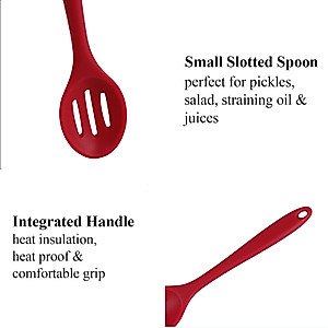 Slotted Spoon, 4 PCS Slotted Serving Spoons, Small Colorful Silicone Stirring Spoon, Mixing Slotted Spoons for Straining Oil and Juices, Getting into Small Jars, and Serving