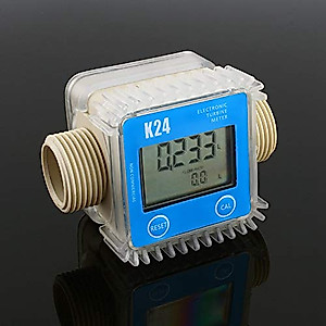 Fuel Meter K24 Turbine Digital Fuel Flowmeter with LCD Display for Chemicals Liquid Water Blue