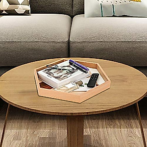 Prometis Hexagon Serving Decorative Tray Sturdy Wooden Handmade，Great for Dinner Tray/Coffee Table/Decoration Table