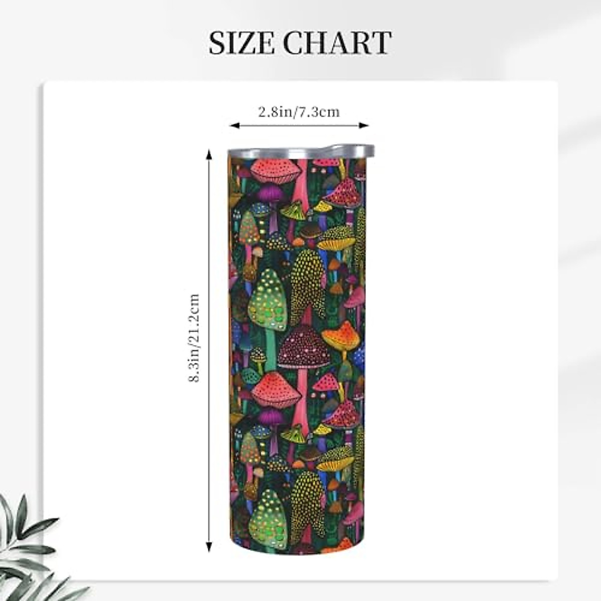 KrylDosxy Colorful Mushrooms 20 oz Stainless Steel Cups with Lid - Insulated Iced Coffee Travel Mug, Reusable Tumbler for Hot and Cold Drinks