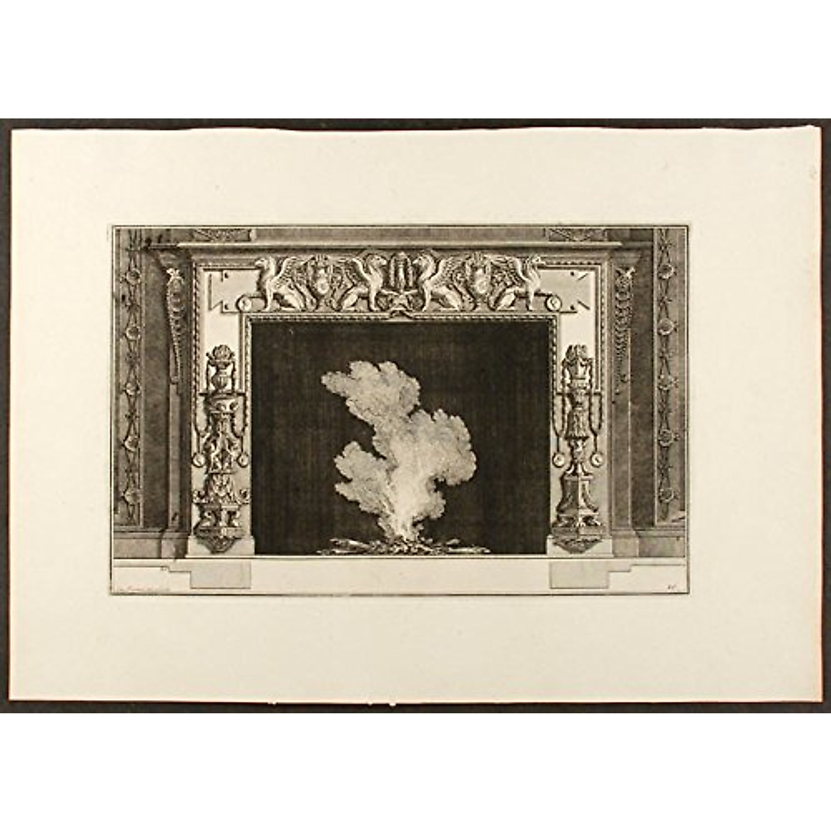 [Plate of an neo-Classical fireplace, from"Diverse maniere d'adornare i cammini ed ogni altra parte degli edifizi".