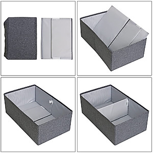iwill CREATE PRO 2 PCS Drawer Organizer Cubes, Drawer Storage Baskets for Bedroom, Living Room, Shelves, Closet, Black Gray