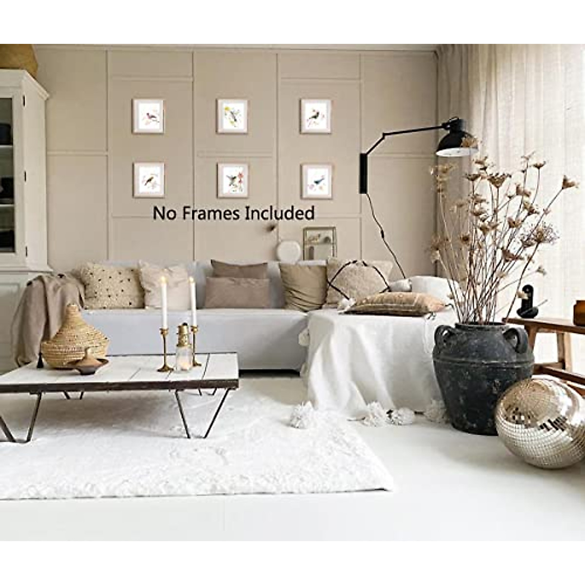 HONGRUIFAN Hummingbird Wall Art Canvas Flower Pictures Watercolor Artwork Prints Painting 8x10 inch Set of 6 Unframed for Kitchen