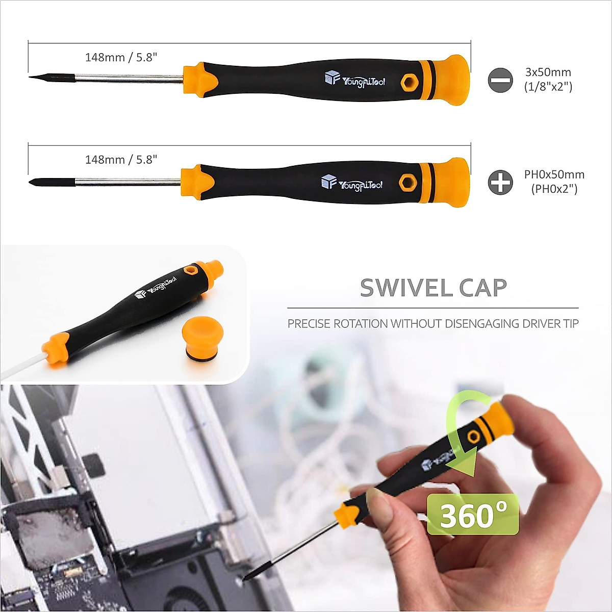 YF YoungFulTool 13 Pieces Magnetic Screwdriver Set Flat Phillip Torx Head Precision Screwdriver Set with SL PH TORX Head Magnetizer Demagnetizer and Canvas Pouch for Storing