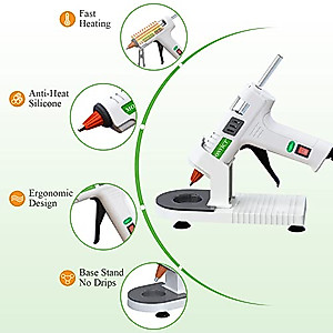 Hot Glue Gun, MONVICT 40W Mini Glue Gun Kit with Fine Tip & 30 Glue Sticks, Hot Glue Guns with Suction Cups Stand & Anti Stick Silicone Mat, On/Off Switch Design for DIY, Crafts, Home School Project