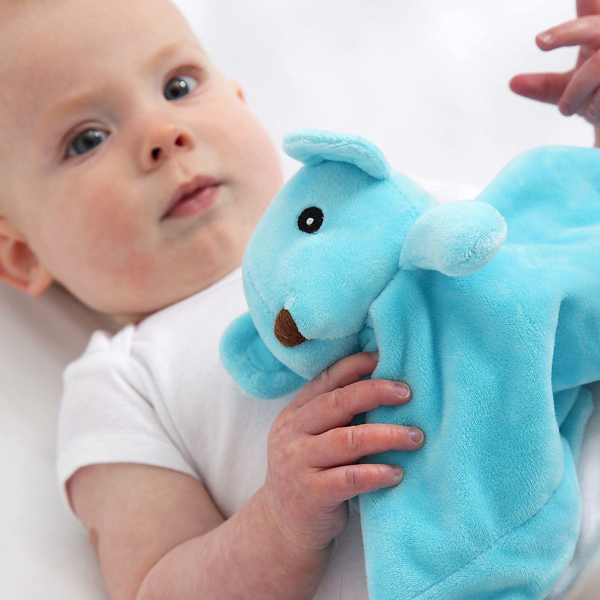 JumpOff Jo - Baby Bundle: Baby Swaddle Blanket & 24 Milestone Cards - Photoshoot Props, Soft Breathable Baby Blanket, 47" x 47" (Bear Blue)