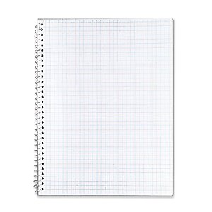 Graph Paper Notebook Quad Ruled Spiral Grid Notebook PACK Of 4 White Paper 100 Sheets Assorted Colors Wire Bound Graphing Books - by Emraw