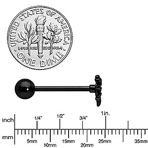 Body Candy Anodized Black 3D Spider Barbell Tongue Ring 14 Gauge 5/8"