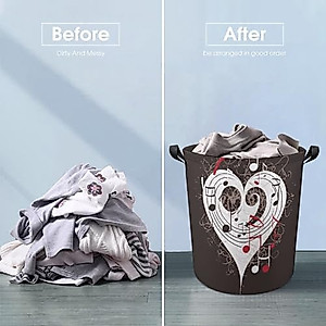 Laundry Hamper Music Symbols Love Freestanding Laundry Basket Thickened Waterproof Collapsible Clothes Hamper Storage for Clothes Toys Dorm And Family