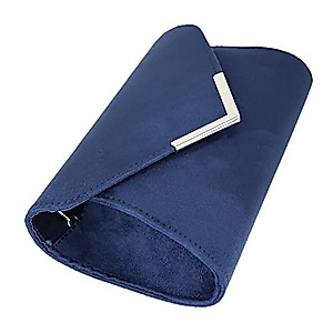Milisente Solid Clutch Purses For Women Large Wedding Suede Purses For Ladies Evening(Navy Blue)