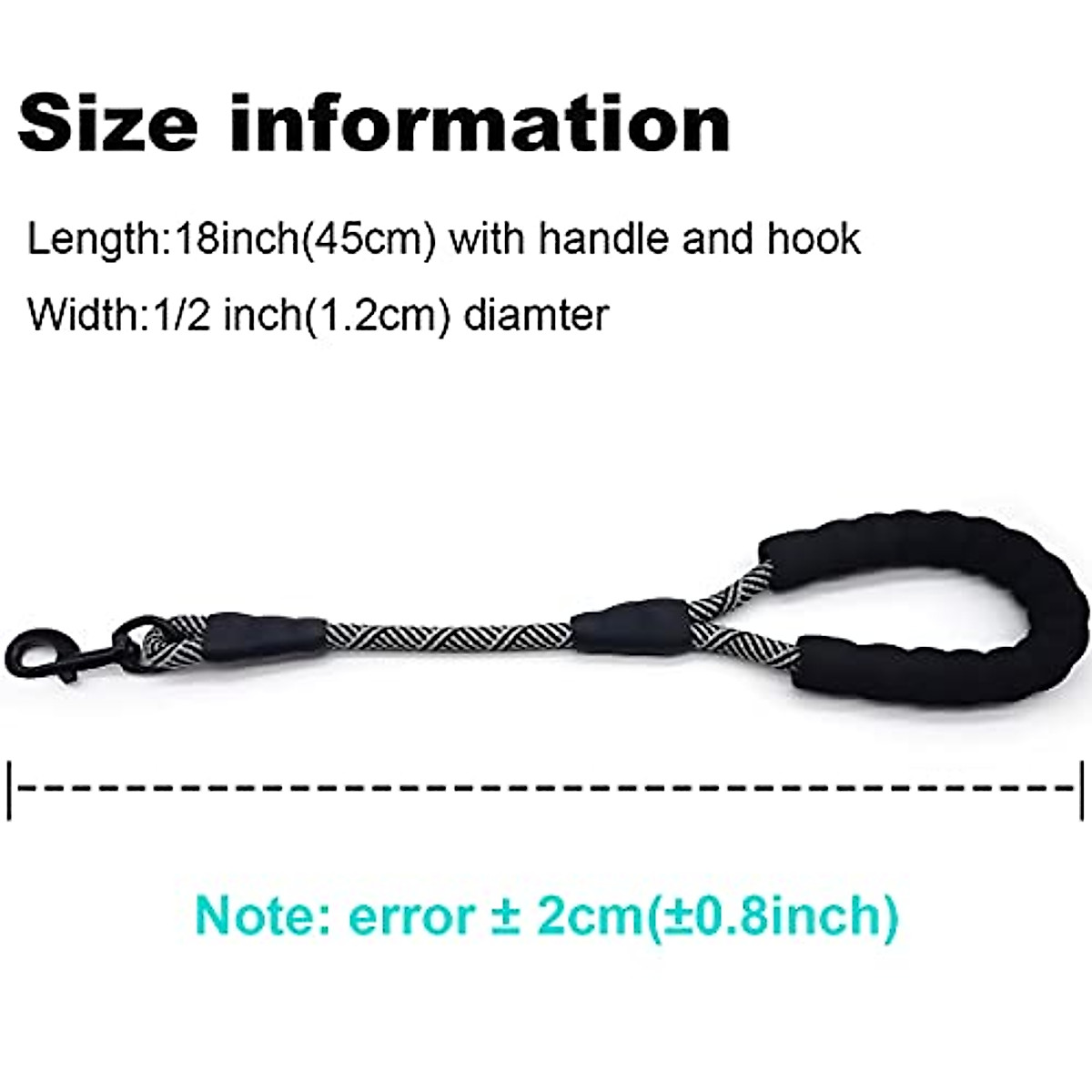 Mycicy Short Dog Leash- 18 Inch Rope Traffic Leash with Padded Handle- 1/2” Strong Nylon Tab Leash for Medium Large Dogs Training Walking