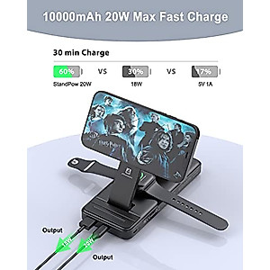 10000mAh for MagSafe Charging Station, 5 in 1 Foldable Magnetic Wireless Charging Station for iPhone 14 13 12 Pro Max Mini, Apple Watch, Airpods, Compact Wireless Power Stand MagSafe Portable Charger