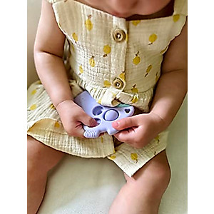 Itzy Ritzy Sensory Popper Toy for Babies - Itzy Pop Toy Features Raised Textures to Soothe Sore Gums, Relieve Stress & Improve Motor Skills - Baby & Toddler Fidget Toy for 3 Mo. & Up (Purple Dinosaur)