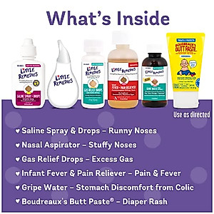 Little Remedies New Baby Essentials Kit, 6 Piece Kit for Baby's Nose and Tummy