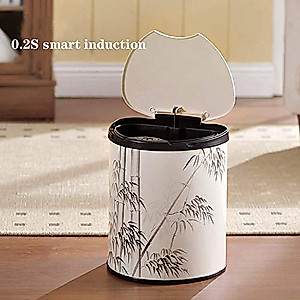 CXDTBH Creative Living Room Bedroom Smart Trash Can 9L Household Trash Can with Lid Metal Automatic Induction Trash Can Round Barrel-Shaped Office Trash Can