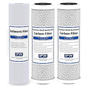Replacement Filter Kit Compatible with Krystal Pure KR10 RO System - Includes Carbon Block Filters & Polypropylene Sediment Filter