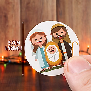 480 Pieces Religious Christmas Candy Favor Stickers Religious Stickers Christian Prayer Faith Stickers Christmas Stickers for Cards, 1.5 Inch Diameter (Cute Style)