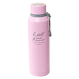 Christian Art Gifts Insulated Stainless Steel Double Wall Vacuum Sealed Water Bottle for Women: Be Still & Know - Psalm 46:10 Inspirational Bible Verse for Hot/Cold Liquids All Day, Pink, 24 fl. oz.