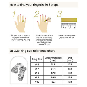 Lulu Mel Iced Out Jewelry baguette CZ adjustable heart ring，bling bling all match gold pinky ring party rose gold love girl women luxury (Silver, 6)