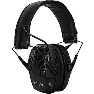 Retevis Shooting Ear Protection for Range,Sound Amplification Electronic Shooting Earmuff,Noise Reduction Ear Muffs for Hunting,Slim Volume Adjustable Earmuff,with 3.5mm Headphone Jack and Cable