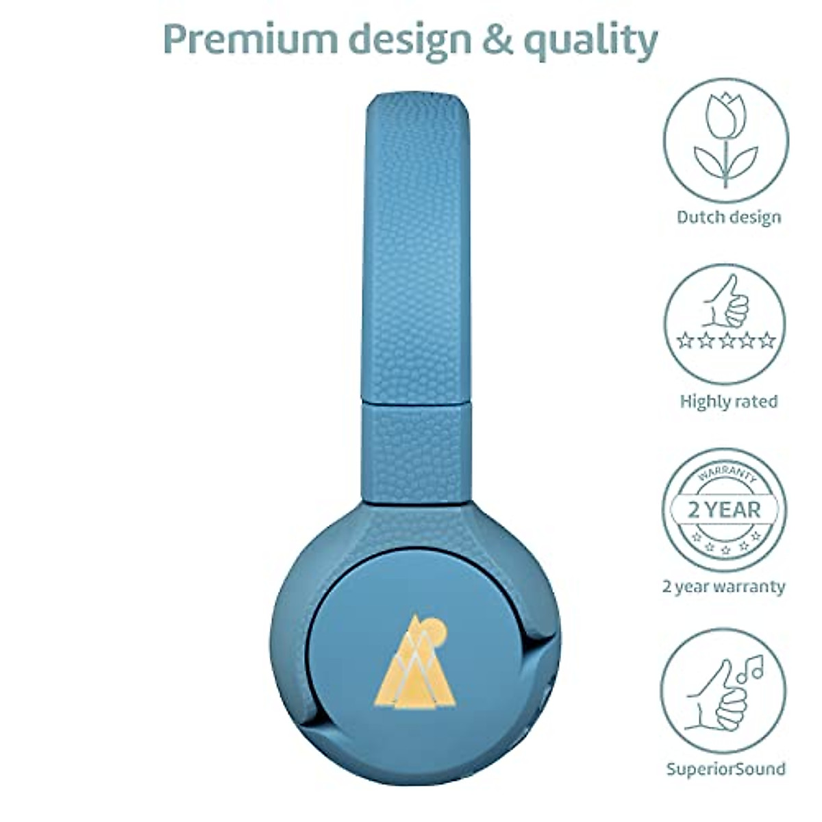 POGS Kids Bluetooth Wireless Headphones | The Gecko | Foldable and Durable Headphones for Kids 3+ with Volume Control, Microphone, Volume Limiter 85 dB | Music-Sharing Function