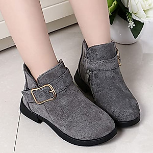 Girls Shoes Fashion Solid Color Short Boots Non Slip Breathable Nude Women Boots Youth Rain Boots (Grey, 4.5-5 Years Little Child)