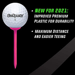 GoSports 3.25” Widemouth Tees Plastic Golf Tees, 60 Tee Player’s Pack - Max Distance and Easier Teeing