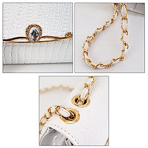 Sun Kea Women's Faux Leather Shoulder Bag Small Gold Chain Quilted Cross Body Handbag Clutch Vintage Evening Bag