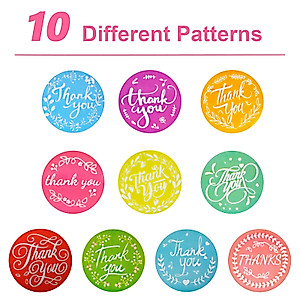Sainyarh 500pcs Thank You Stickers, 1.5 inch Round 10 Colors Thank You Labels for Your Order Small Business Gifts Bags Packing/Birthday Party Favors/Wedding Card Envelope Mailer Seal Sticker