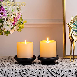 Pcs of 4 Spike Candle Holder Iron Candle Plate Pillar Candle Holder, Black, Decorative Iron Pillar Candle Plate, 3.6" Diameter Pedestal Candle Stand for LED & Wax Candles, Incense Cones, Spa, Weddings
