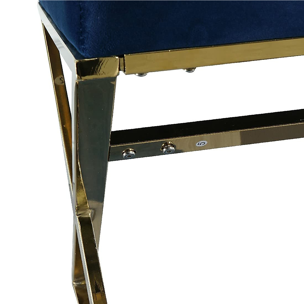 RIDI LEEOKI Modern Dining Room Living Room Green Bench with Stainless Steel and Velvet ottaman(Set of 1) (Blue)