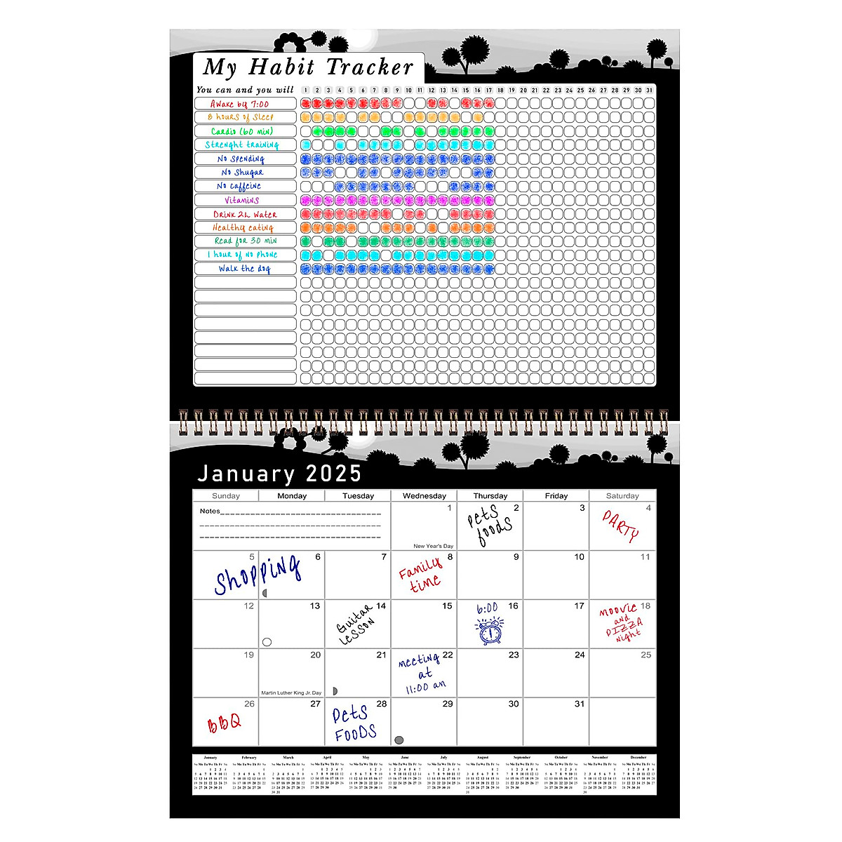 2025 Monthly Desktop/Wall Calendar/Planner - Habit Tracker - Daily, Weekly & Monthly Goal Motivational Habit Tracking Journal Inspirational - (Edition #015)