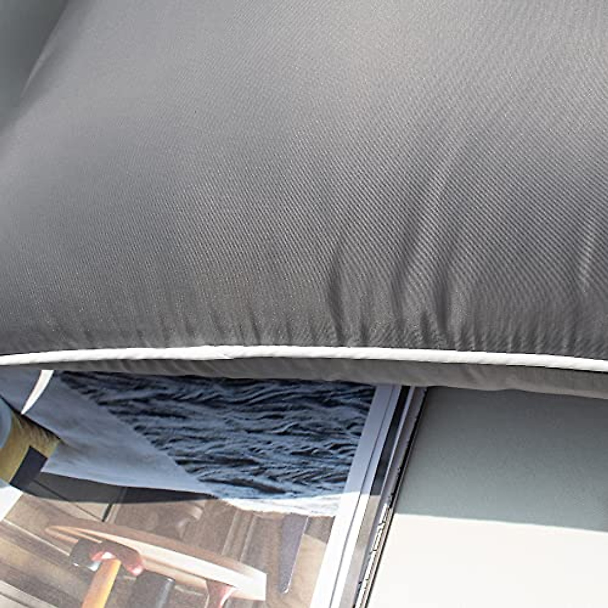 Kevin Textile Outdoor Waterproof Pillow Covers with White Piping Patio Furniture Pillow Cases, 2 Pcs, 18"x18", Grey