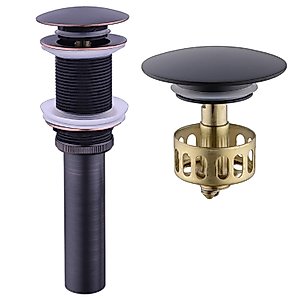 HANEBATH Pop-up Drain with Strainer Basket, Bathroom Sink Drain Assembly Less Overflow, Oil Rubbed Bronze