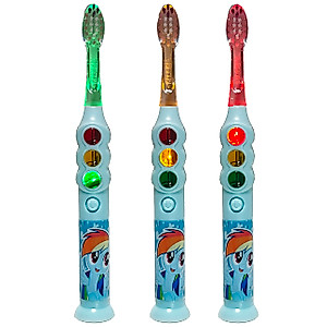 My Little Pony 3pc Bright Smile Oral Hygiene Bundle.Flashing Light Timer Toothbrush, Brushing Timer & Mouthwash Rinse Cup. Plus Dental Gift Bag & Tooth Saver Necklace (Rainbow Dash)