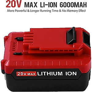 2 Packs 6.0Ah Extended Capacity Replacement Battery Compatible with Porter Cable 20V Lithium-ion Battery MAX PCC685L PCC680L PCC682L PCC685LP Cordless Power Tools Batteries
